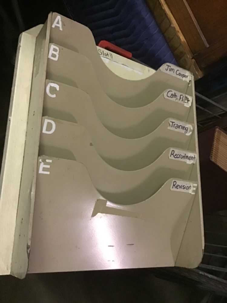 Beige Metal Wall Mount Angled File Holder