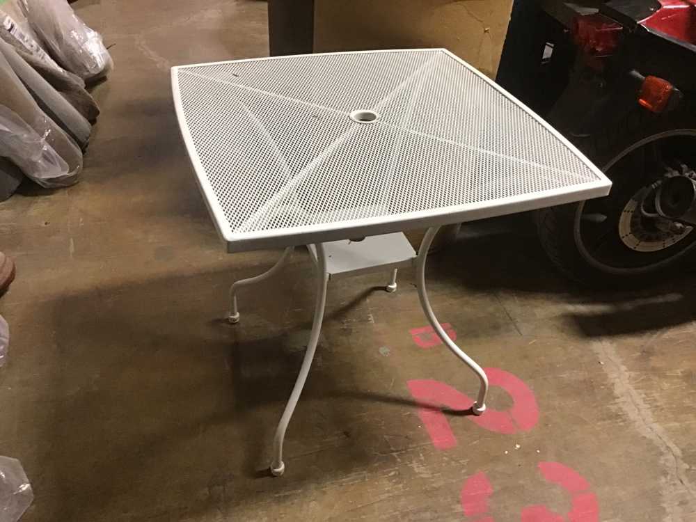 White Metal Mesh Patio Table
