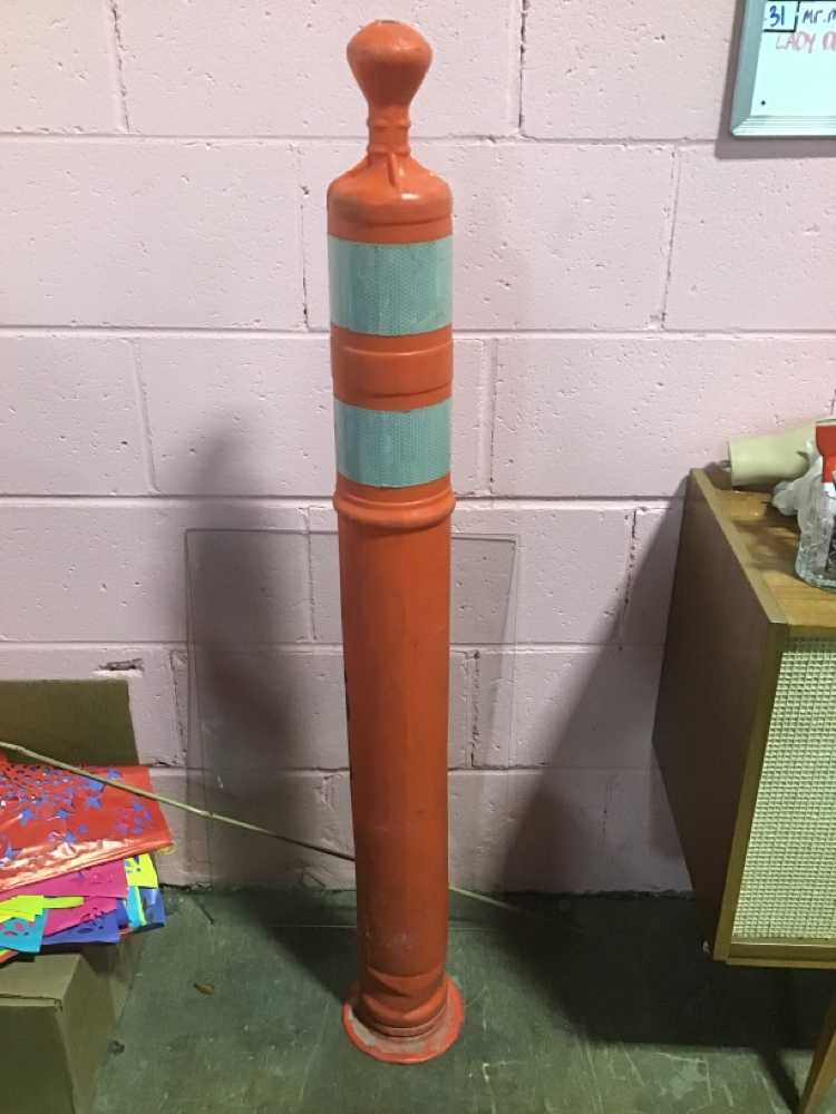 Construction Pylon With Reflective Strips