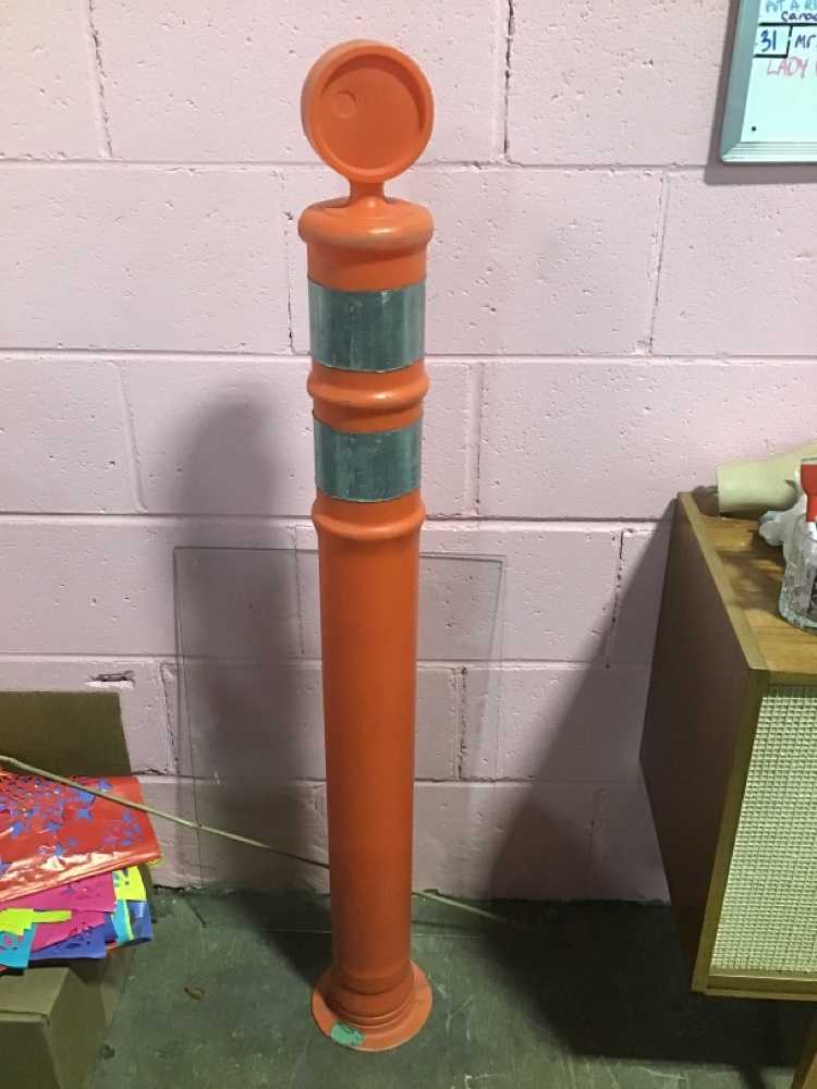 Construction Pylon With Reflective Strips