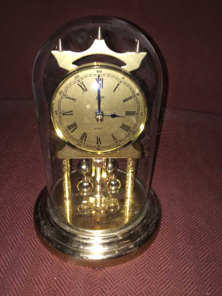 Clear Glass Gold Plastic Mantle Clock