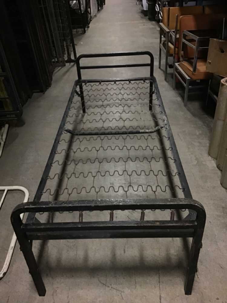 Black Metal Cot With Folding Legs