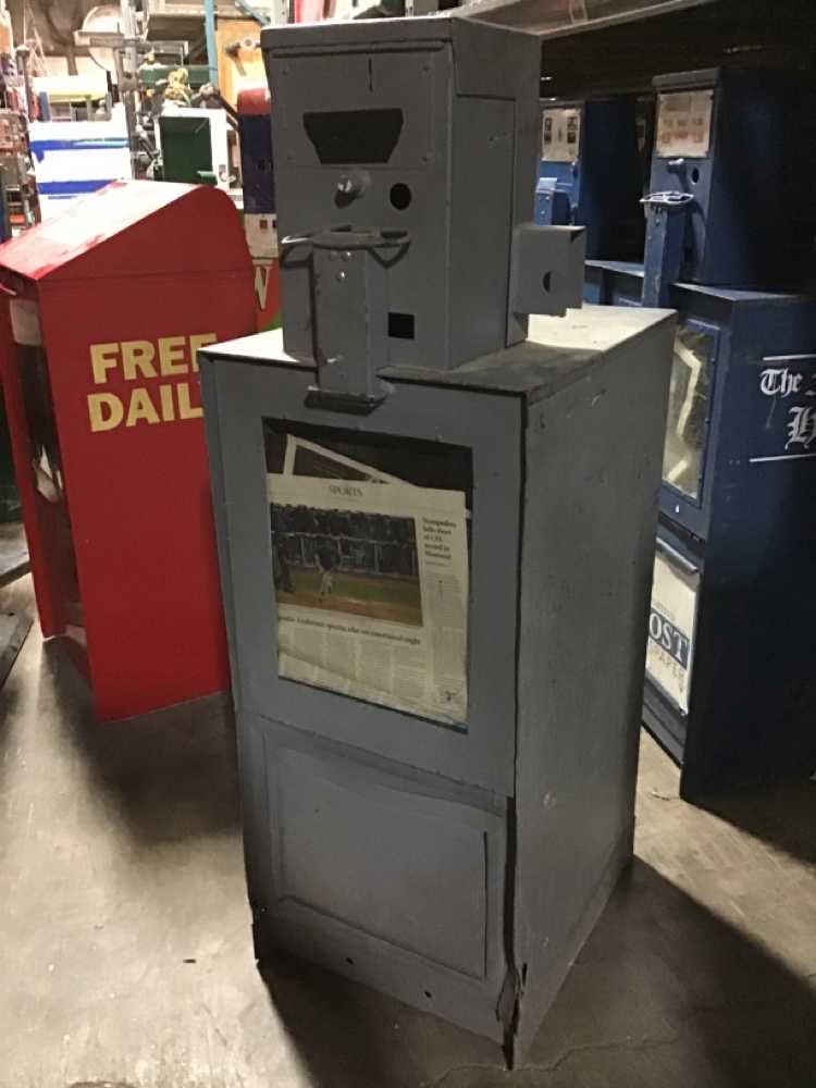 Grey Metal Newspaper Box