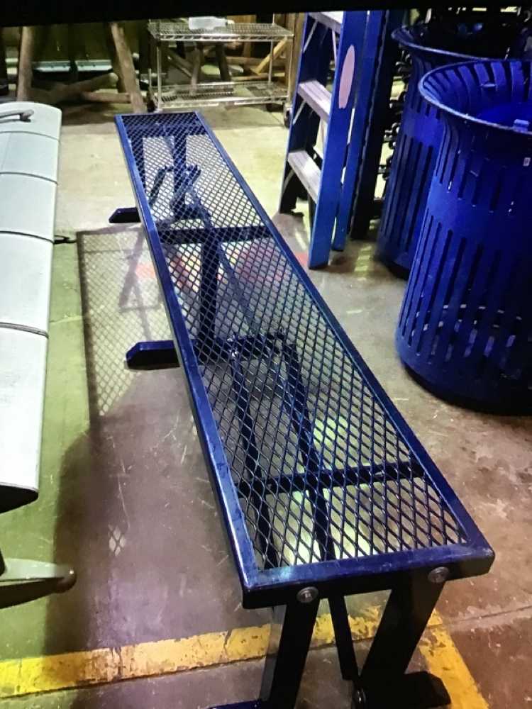 Blue Metal Mesh Prison Benches